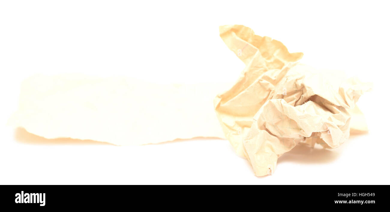 old crumpled paper isolated on white background Stock Photo - Alamy