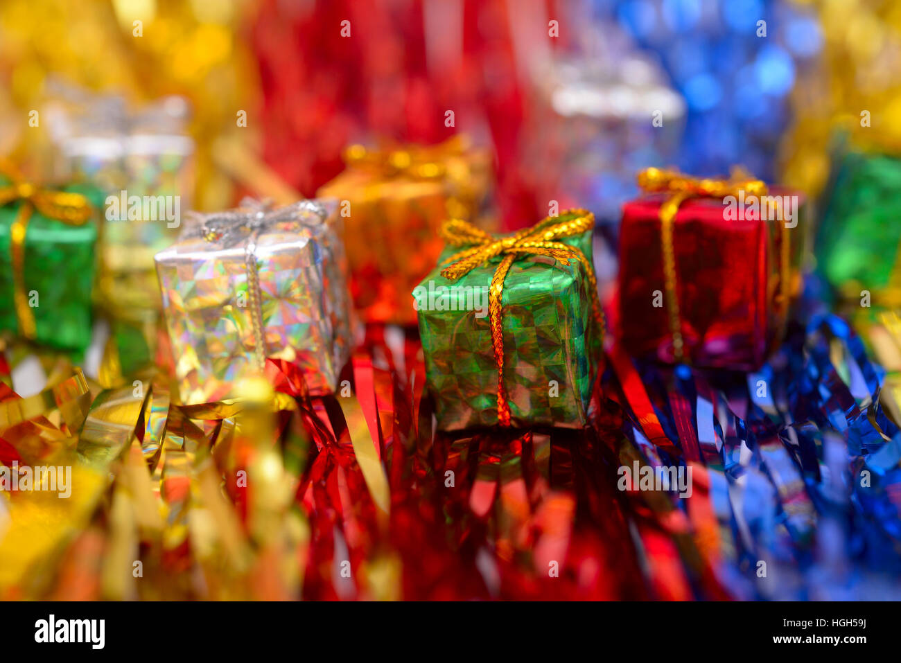 bright colorful gift boxes closeup Stock Photo - Alamy