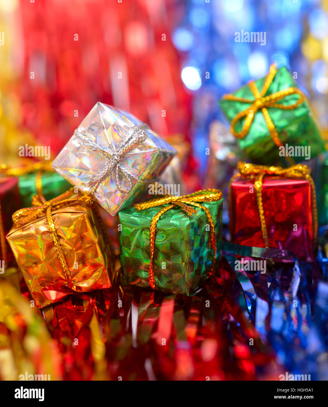 bright colorful gift boxes closeup Stock Photo - Alamy