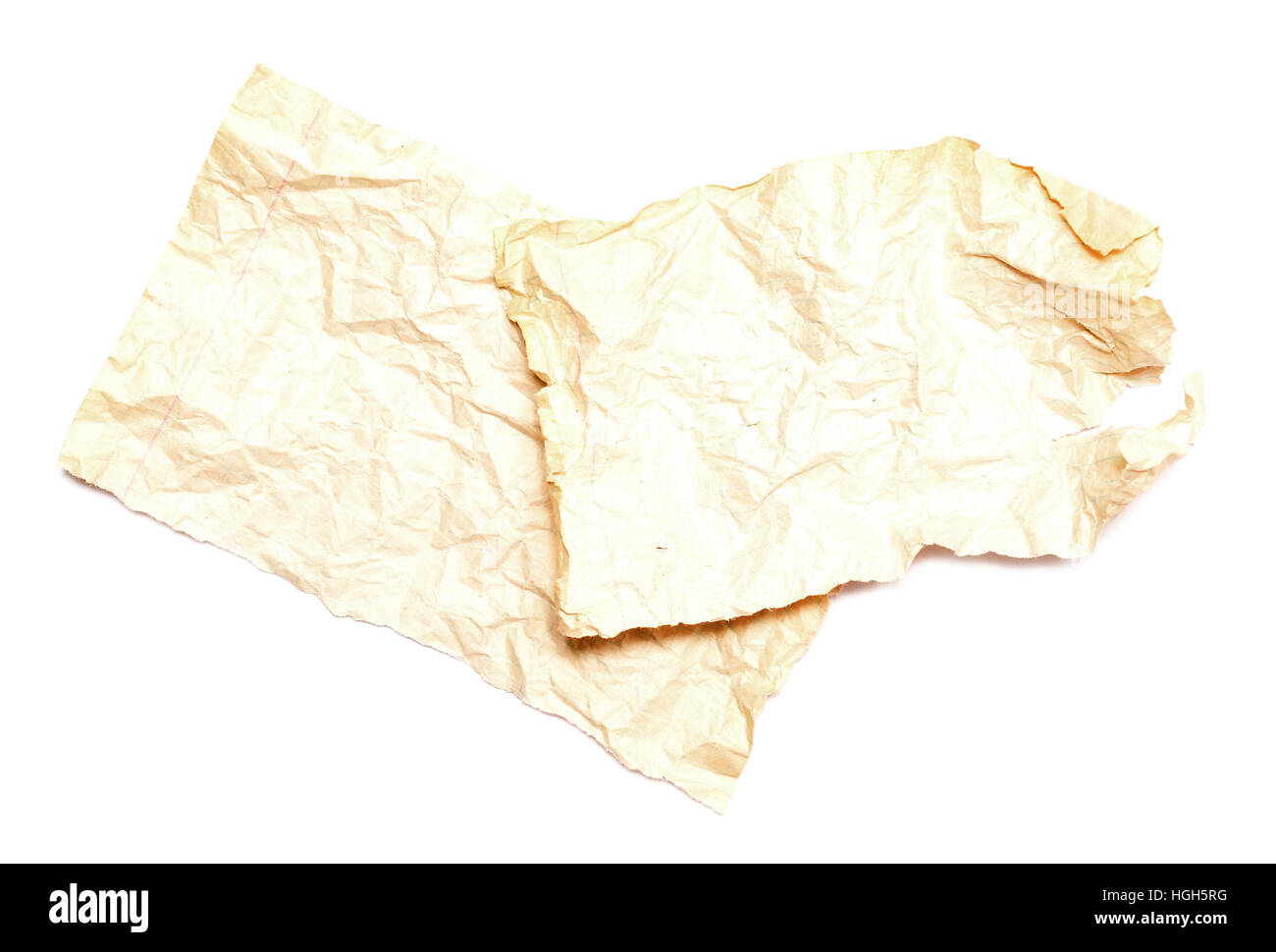 old crumpled paper isolated on white background Stock Photo - Alamy