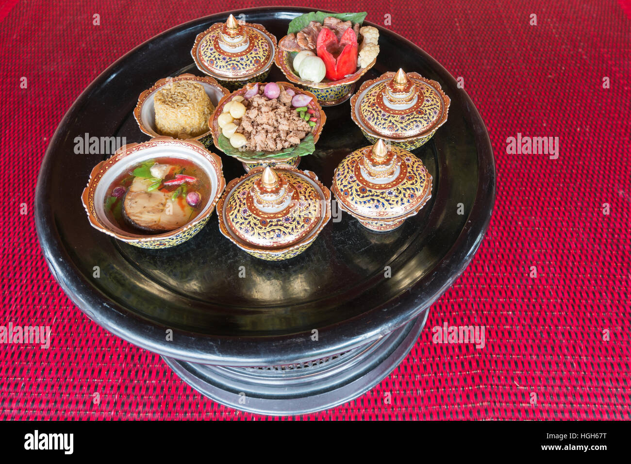 Thai traditional food: artificial food bowl,background/texture Stock ...