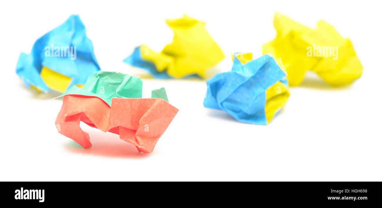 color wrinkled paper isolated on white background Stock Photo - Alamy
