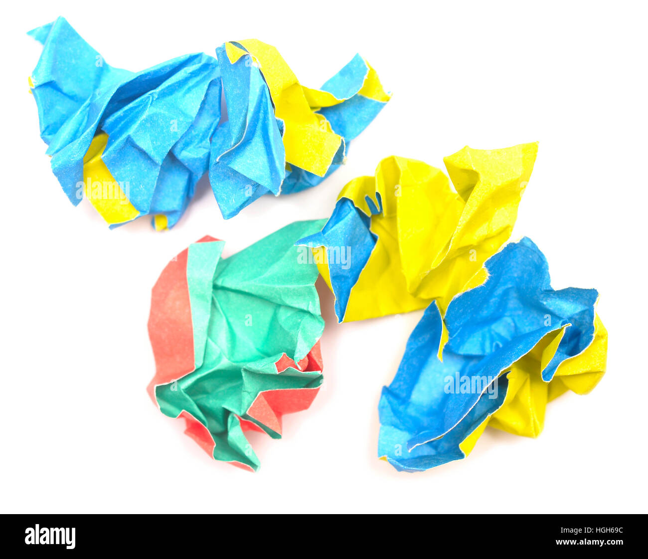 color wrinkled paper isolated on white background Stock Photo - Alamy