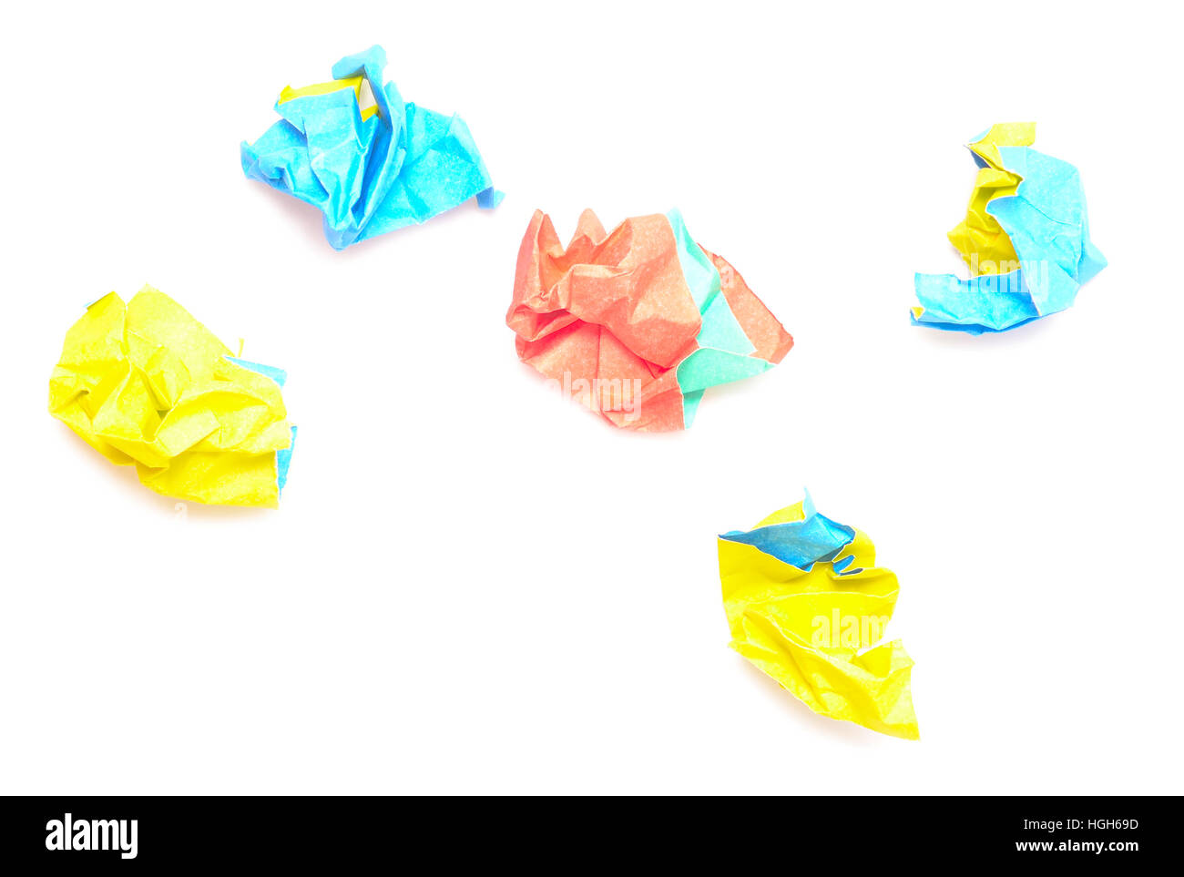 color wrinkled paper isolated on white background Stock Photo - Alamy