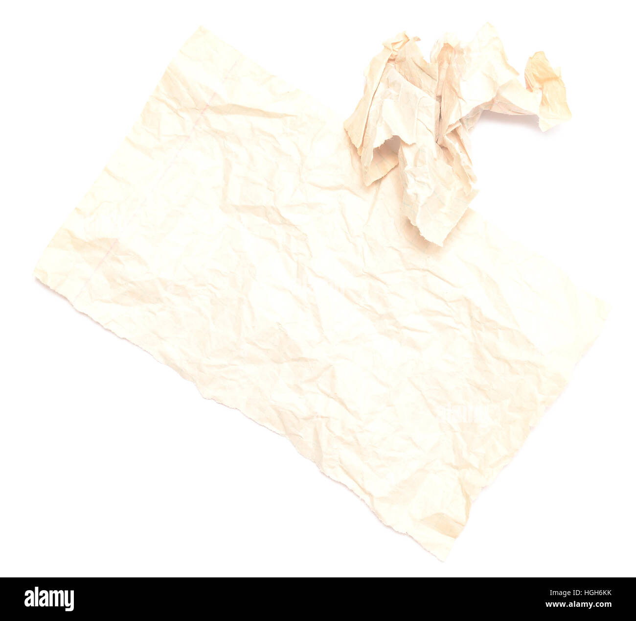 old crumpled paper isolated on white background Stock Photo - Alamy