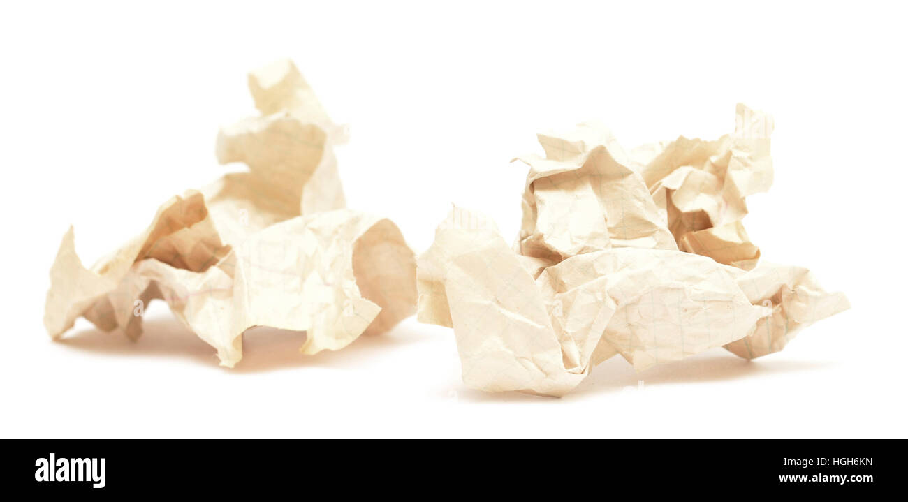 old crumpled paper isolated on white background Stock Photo - Alamy