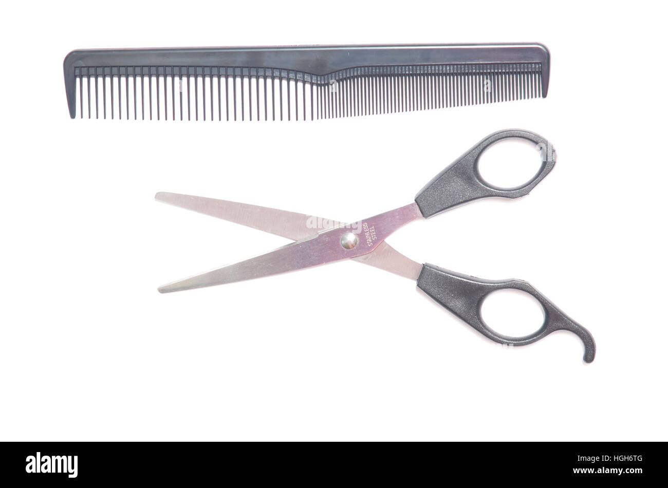 scissors, comb isolated on white background Stock Photo - Alamy