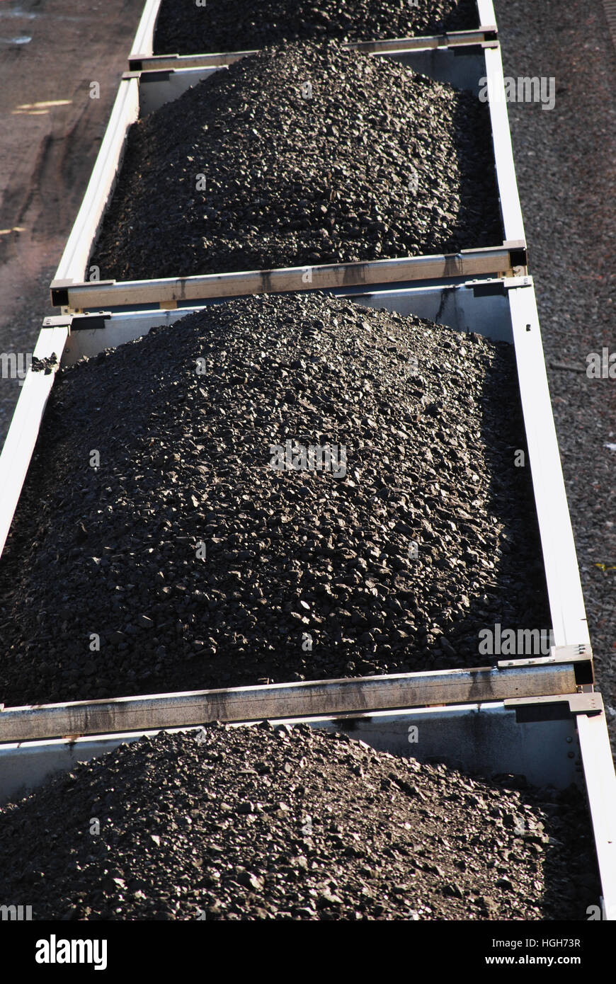 Coal Cars on a train. Global warming. Energy production Stock Photo - Alamy
