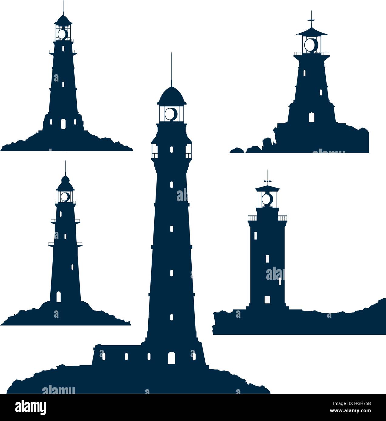 Lighthouses set isolated on white Stock Vector Image & Art - Alamy