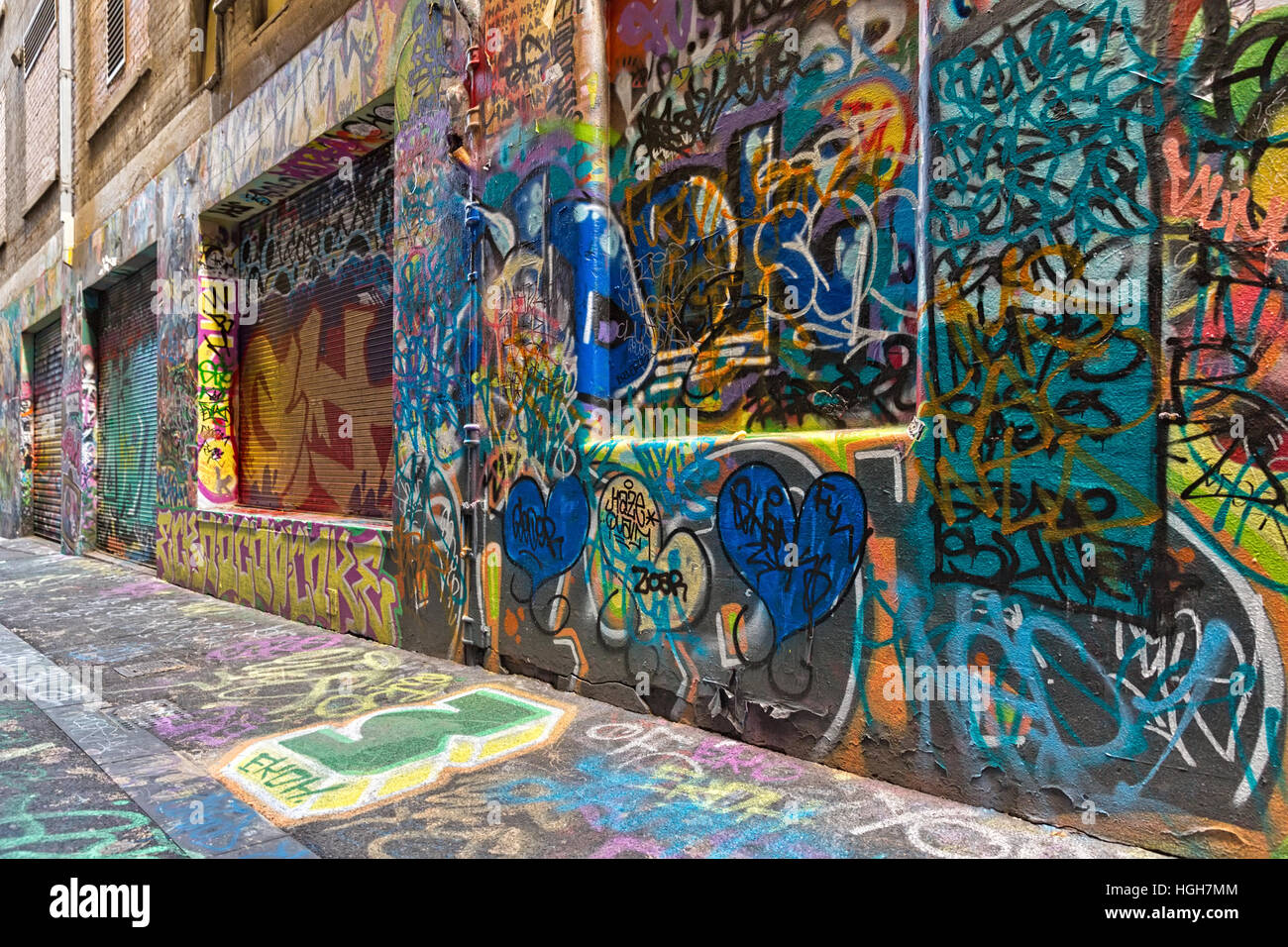 Melbourne, Australia - February 2015: Street art by unidentified artist ...