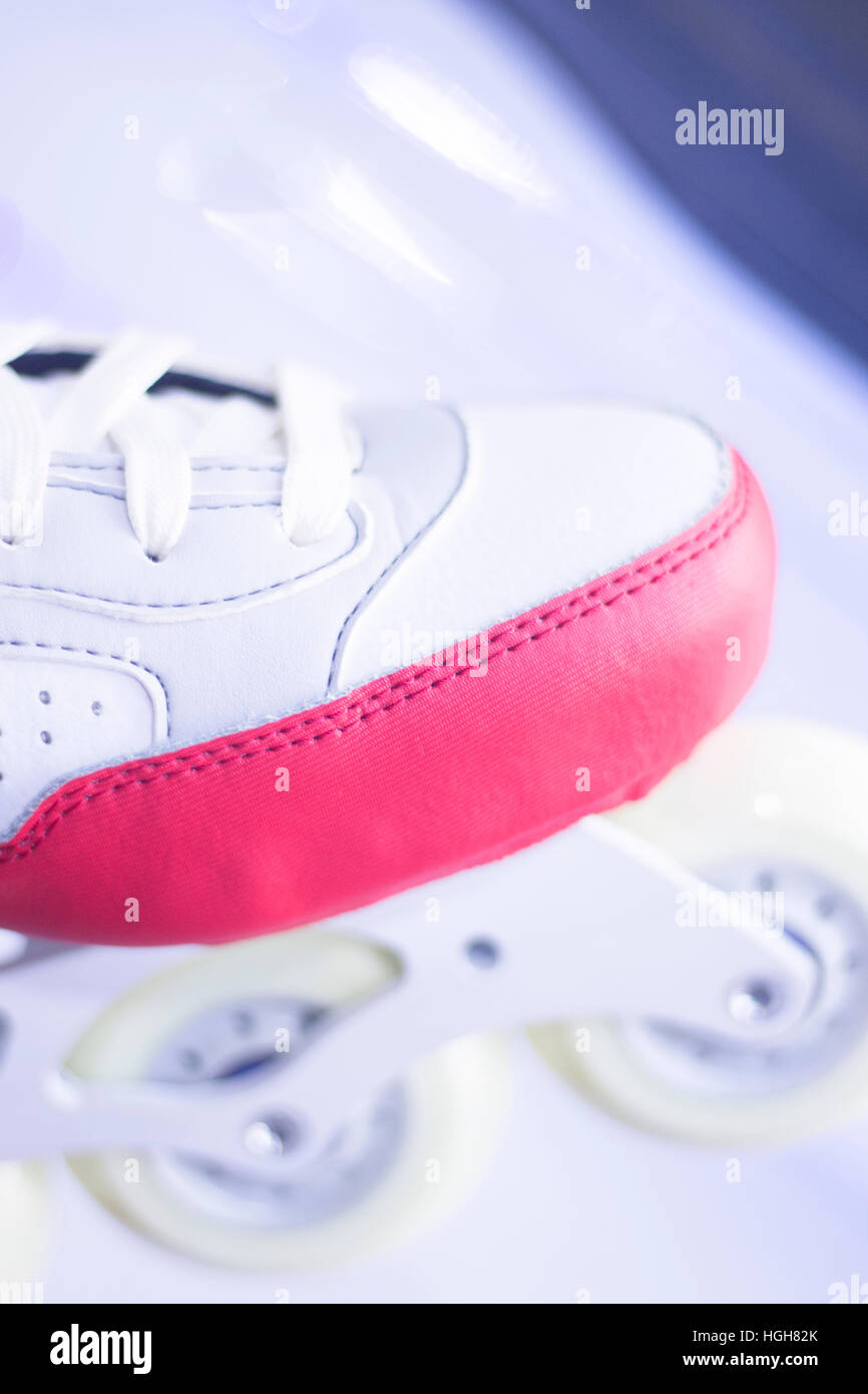 Freestyle girls pink inline skates boots and wheels in retail store ...