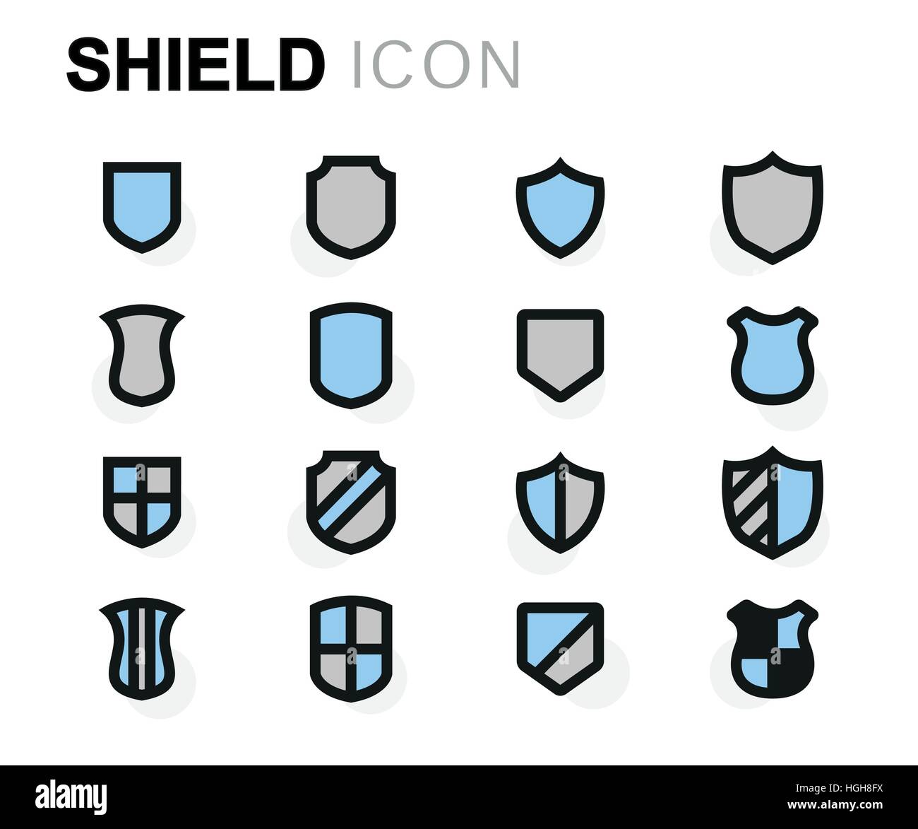 Vector Flat Shield Icons Set Stock Vector Image And Art Alamy