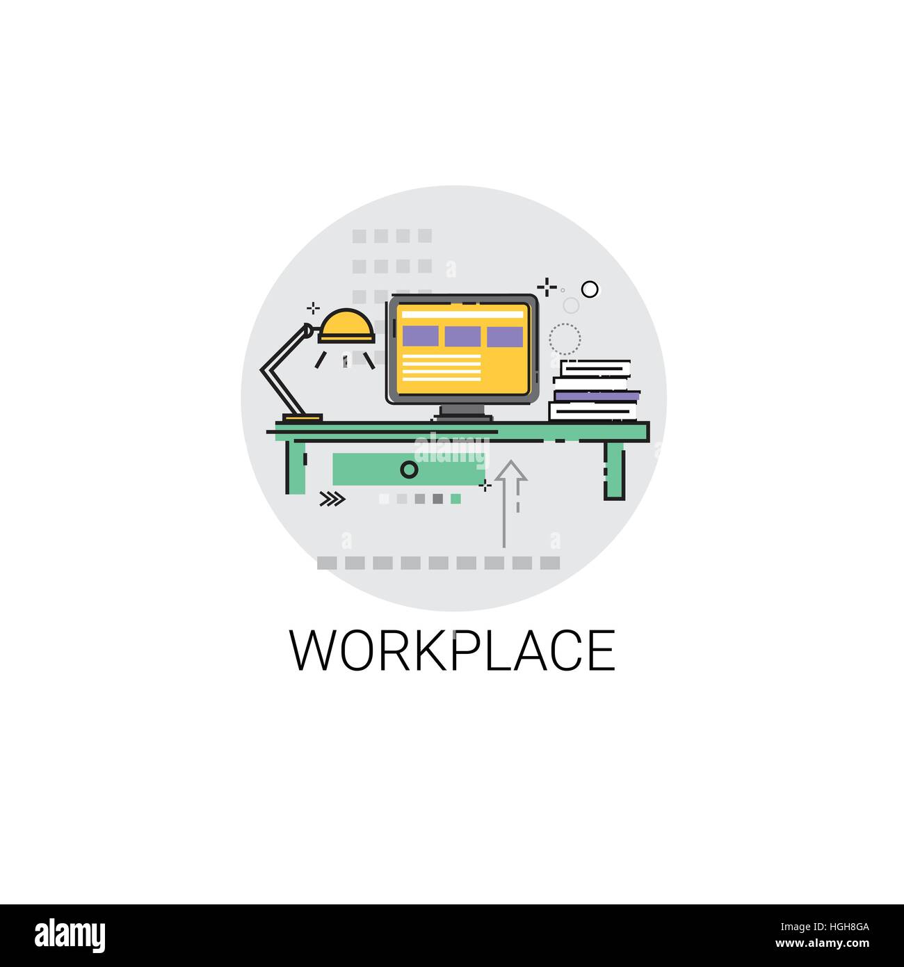 Workplace Desk Computer Workspace Office Icon Stock Vector Image & Art ...