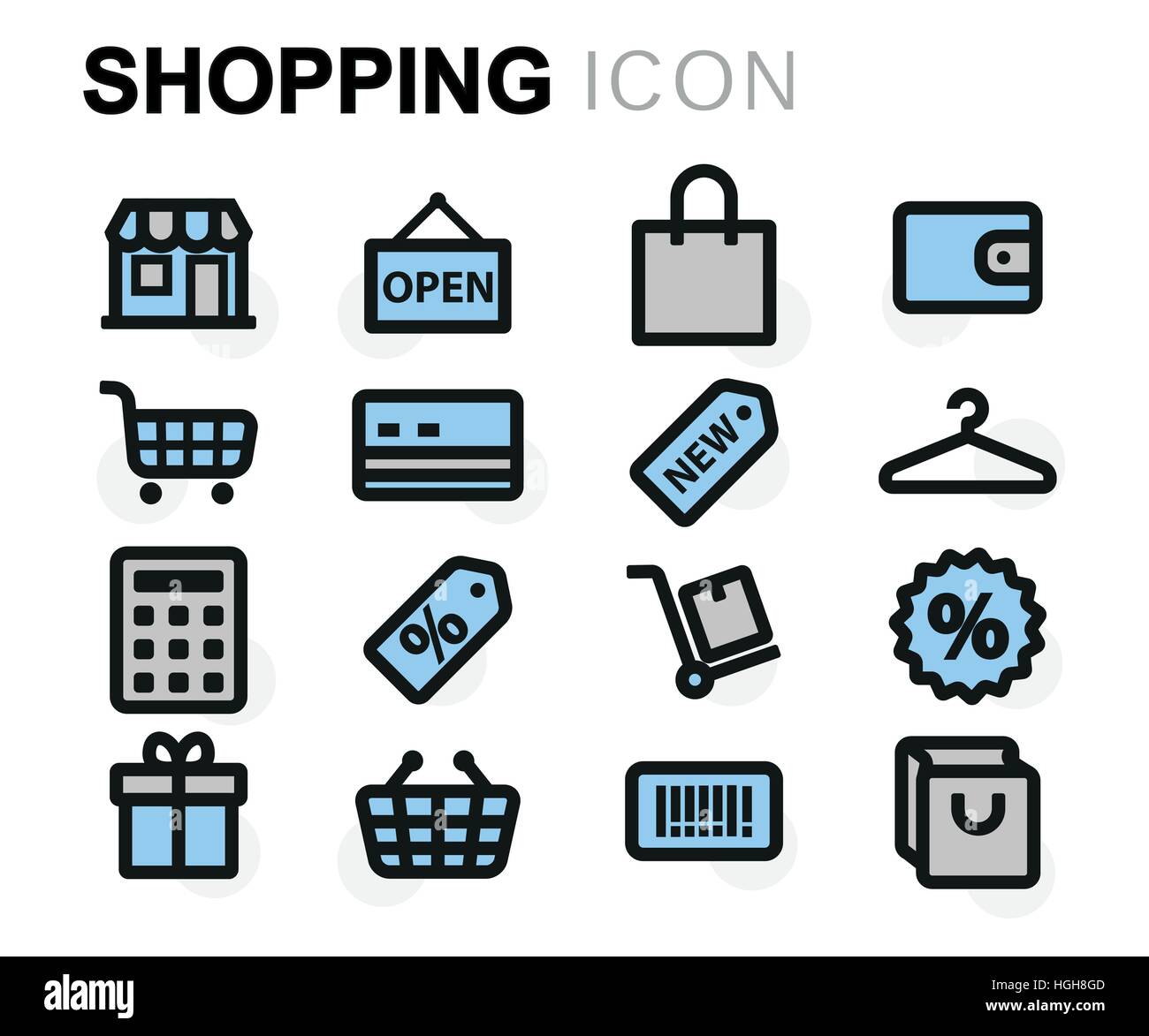 Vector flat shopping icons set on white background Stock Vector Image ...