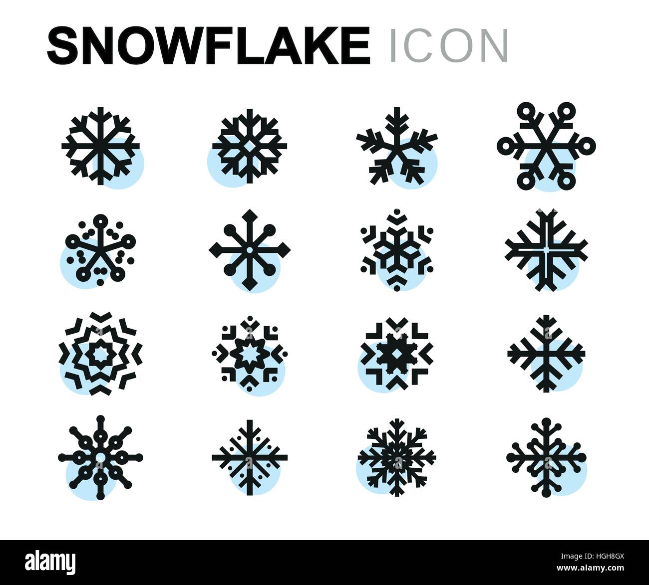 Vector flat snowflake icons set on white background Stock Vector Image ...