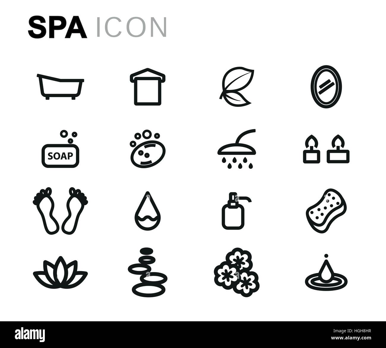 Vector line spa icons set on white background Stock Vector Image & Art ...