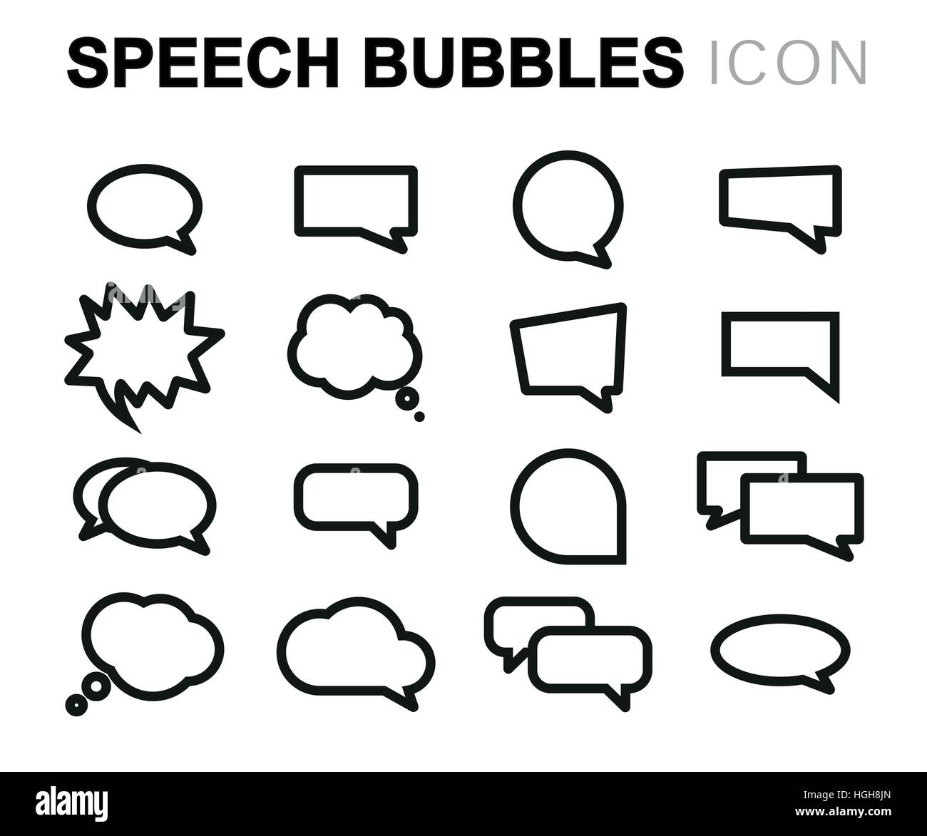 Vector line speech bubbles icons set on white background Stock Vector ...