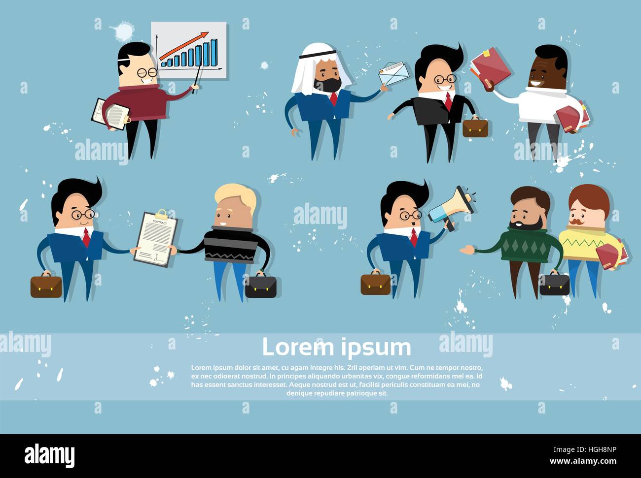 Cartoon Business People Mix Race Human Resource Communication Meeting ...