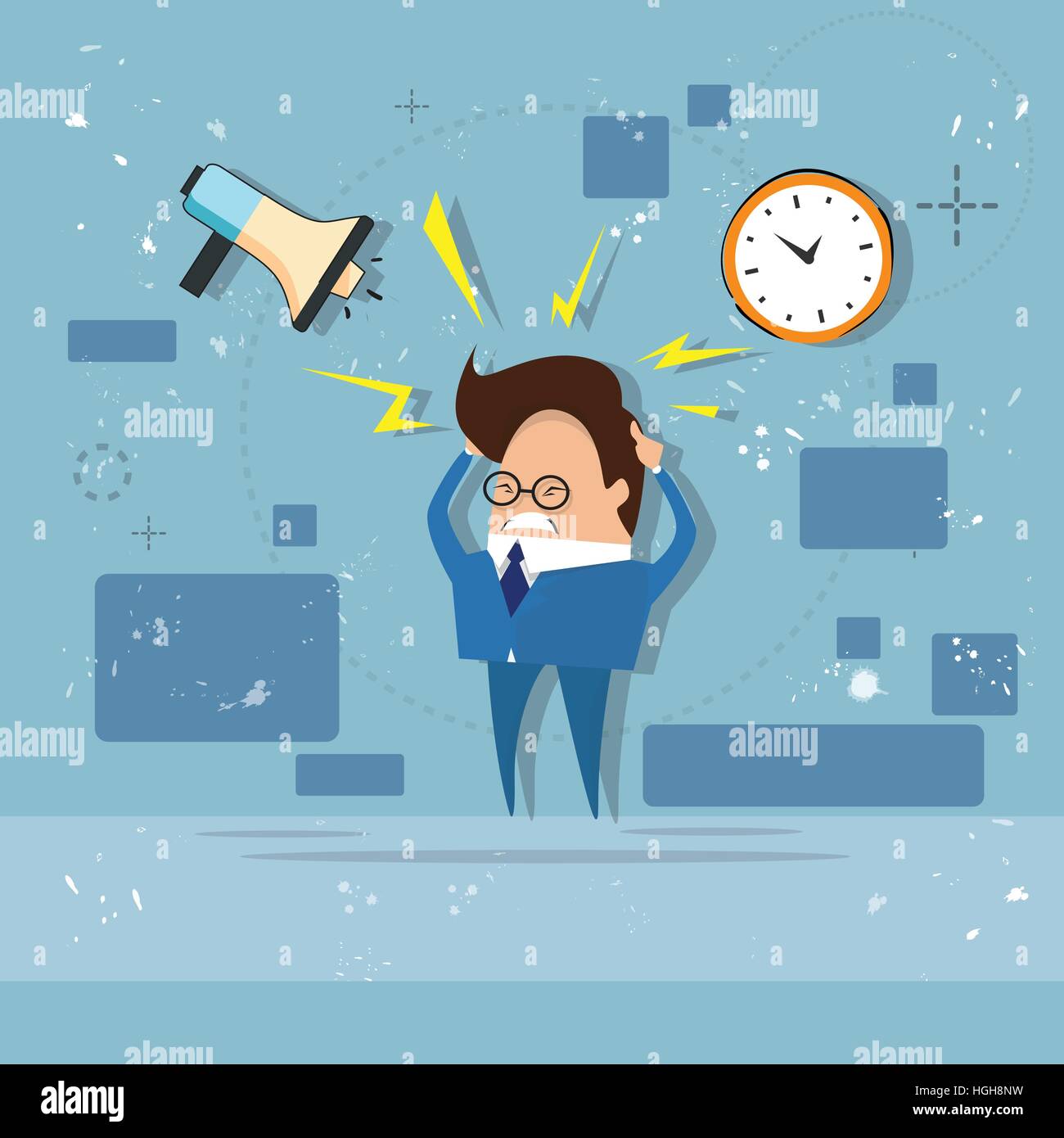 Busy Business Man Multitasking Overworked Deadline Stock Vector Image ...