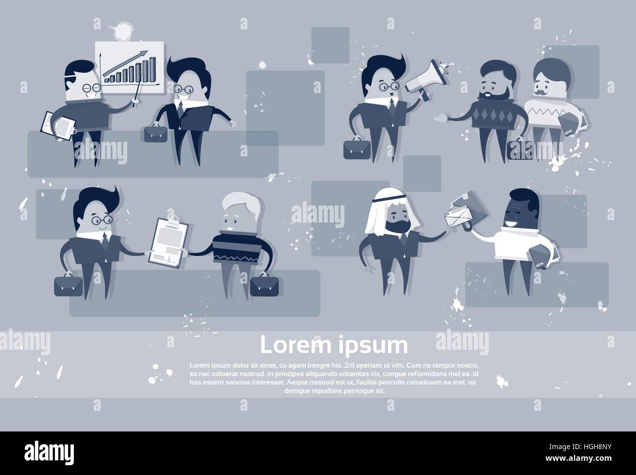 Cartoon Business People Mix Race Human Resource Communication Meeting ...