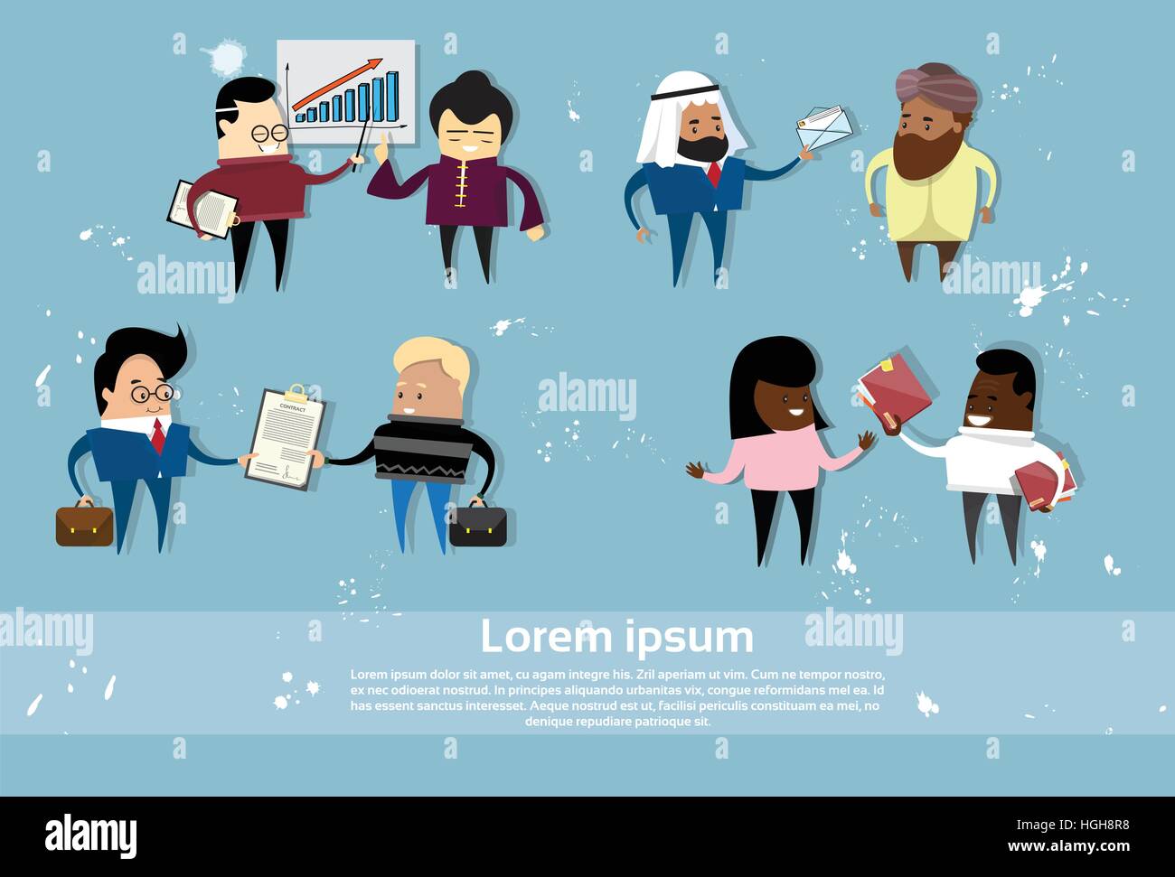 Cartoon Business People Mix Race Human Resource Communication Meeting ...