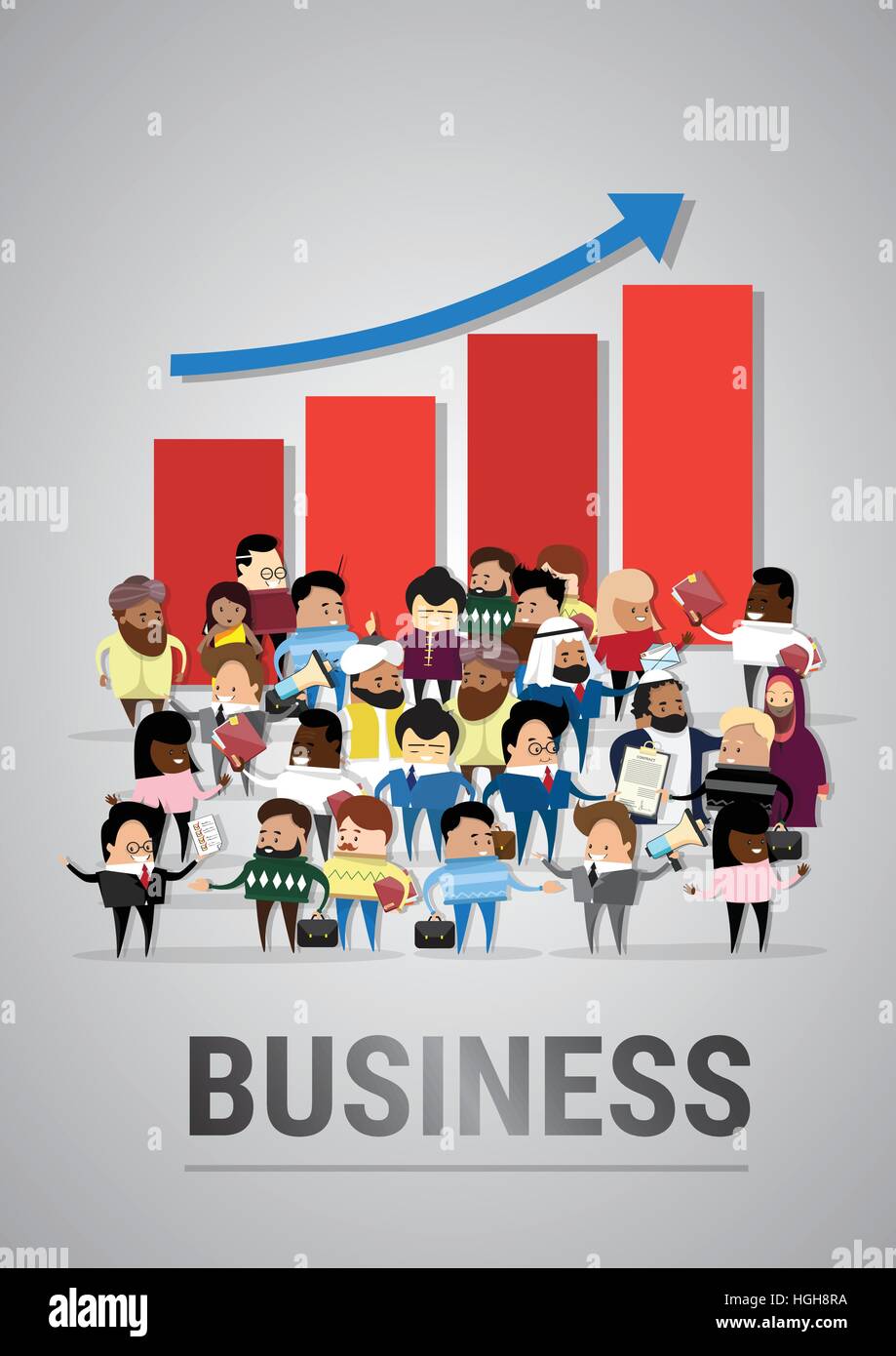 Group of Business People Over Financial Graph Arrow Up Success ...