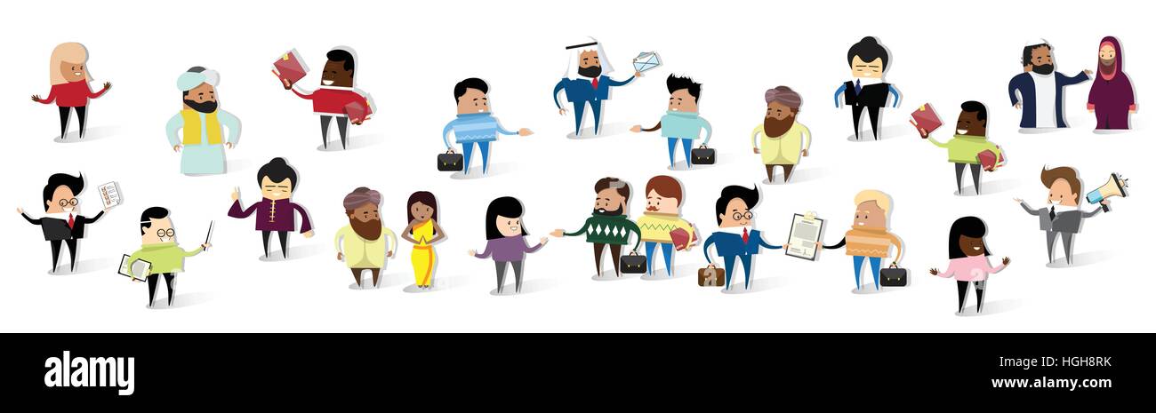 Group of Business People Cartoon Mix Race Businesspeople Set Stock ...