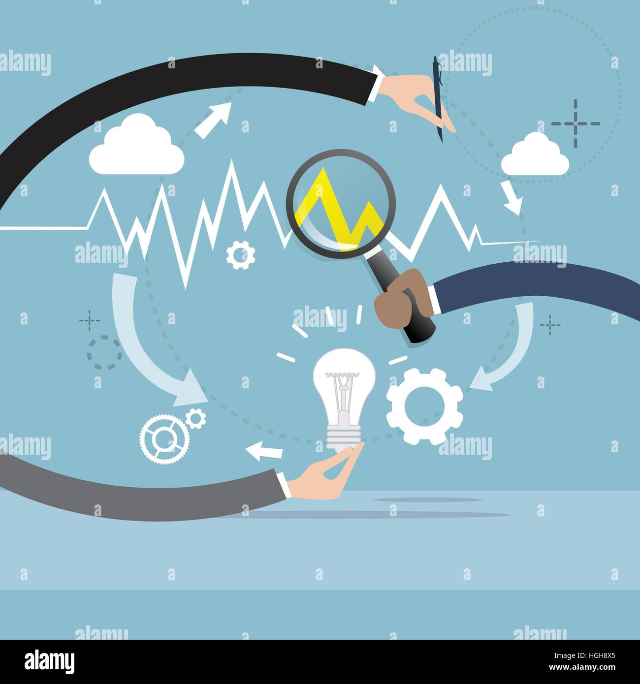 Magnifying Glass Businessman Hand Analysis Finance Graph Financial ...