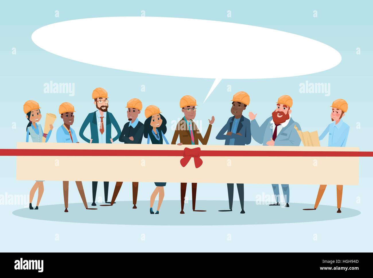 Builder Team Architect Mix Race Workers Chat Communication Bubble ...