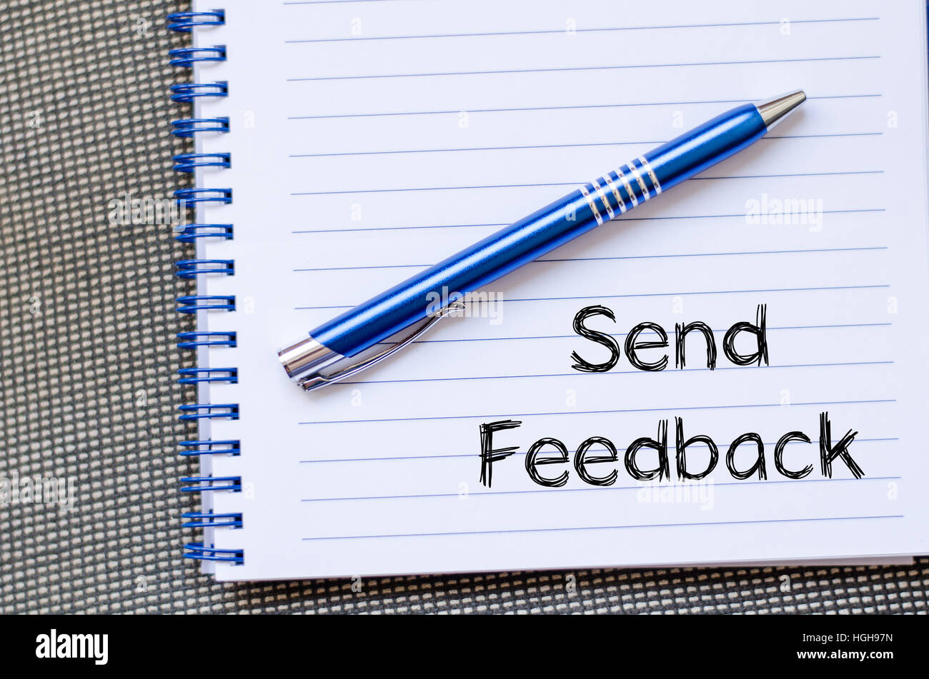 Send feedback text concept write on notebook Stock Photo - Alamy