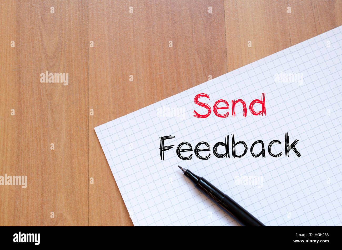 Send feedback text concept write on notebook Stock Photo - Alamy