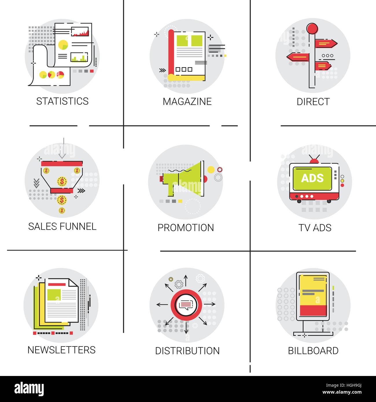 Marketing Sales Distribution Icon Set Promotion Advertisement ...