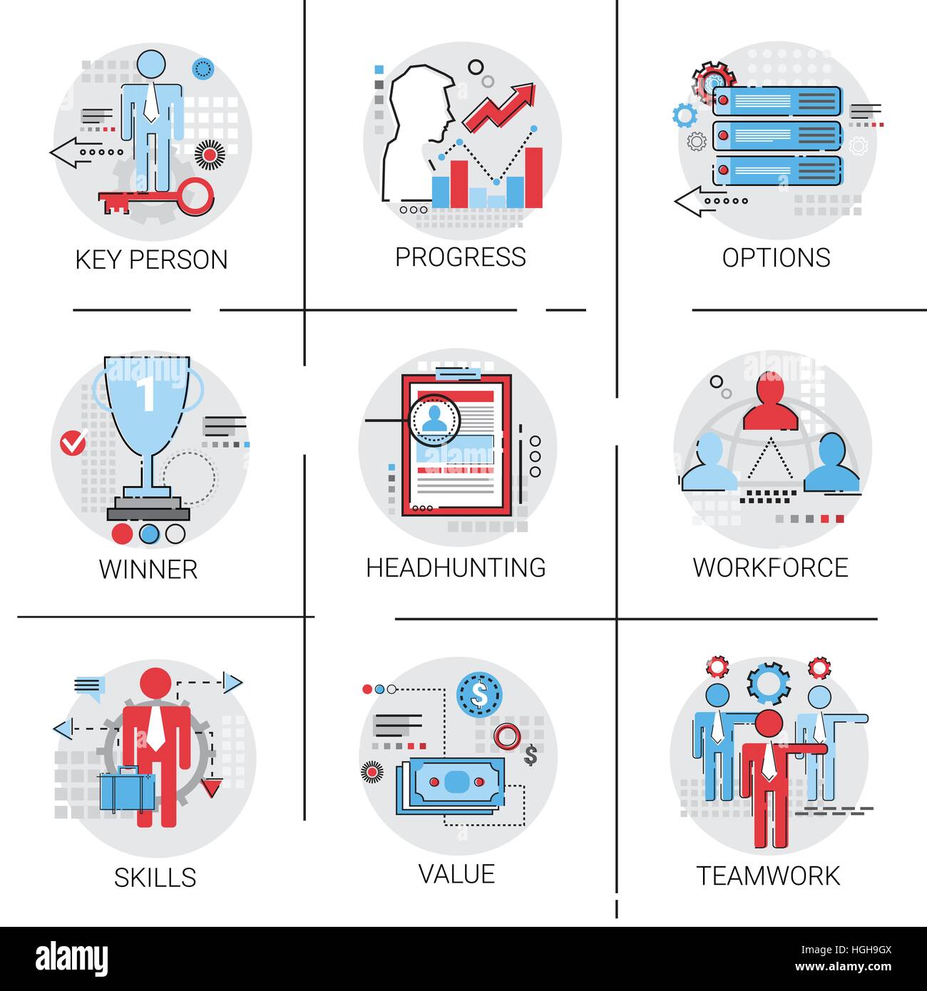Work Force Management Business Team Leadership Icon Set Progress Skills ...