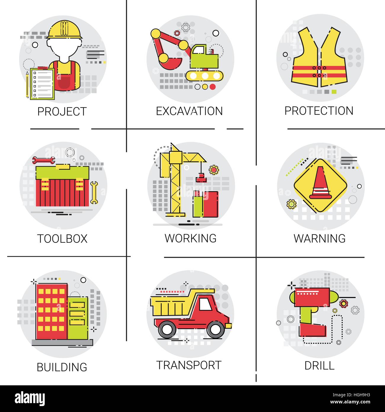Industrial Icon Set Building Project Construction Engineering Toolbox ...