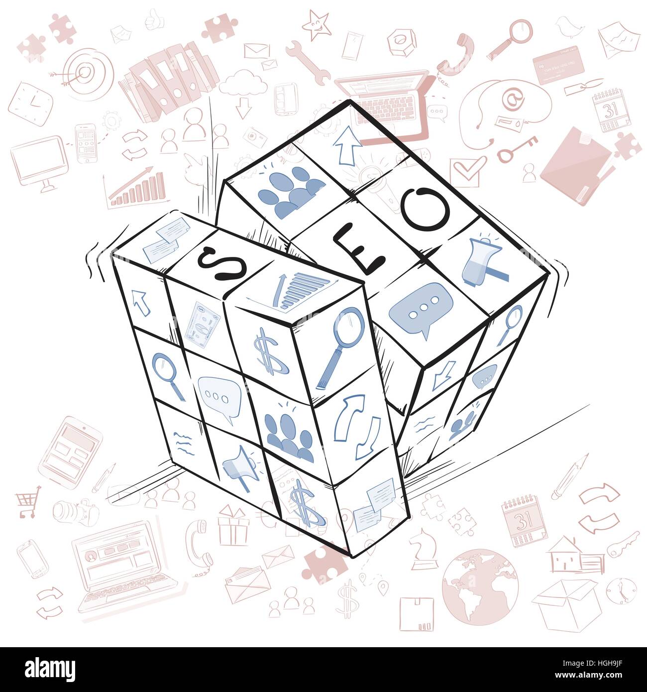 Local Seo Keywording Search Doodle Hand Draw Sketch Background Stock ...