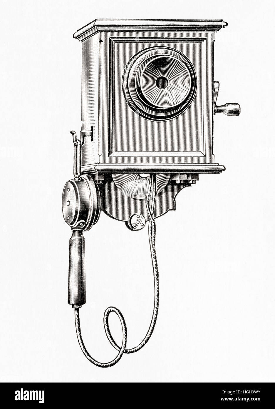 Hand cranked wall telephone Cut Out Stock Images & Pictures - Alamy