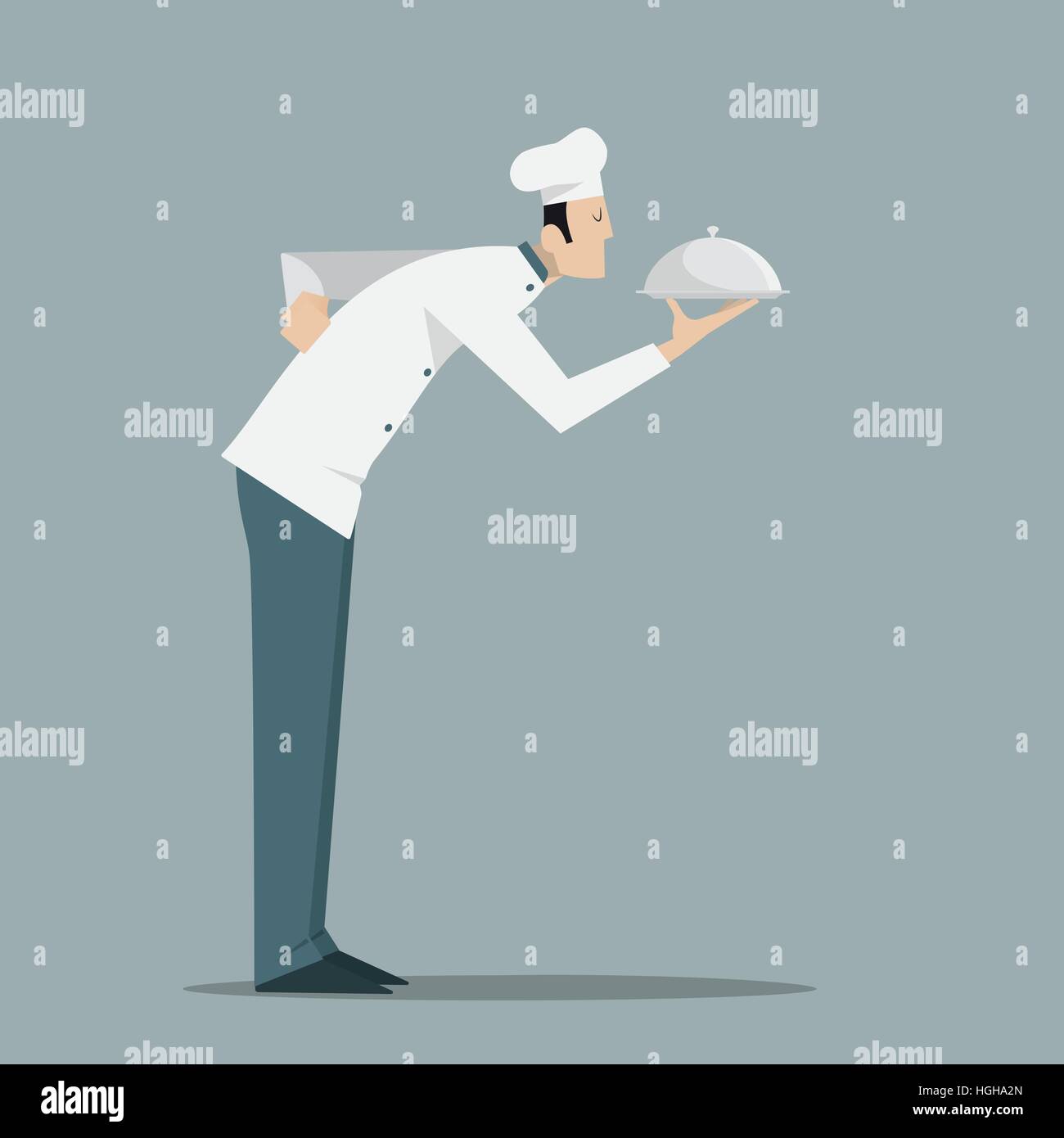 Side view of chef with serving tray Stock Vector Image & Art - Alamy