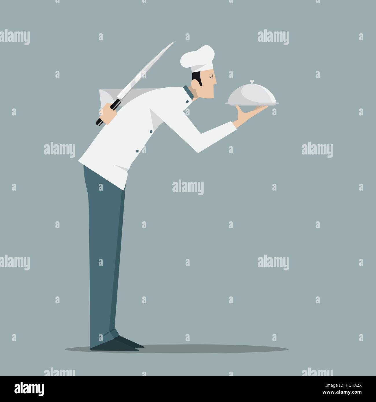 Side view of chef with serving tray and knife Stock Vector Image & Art ...