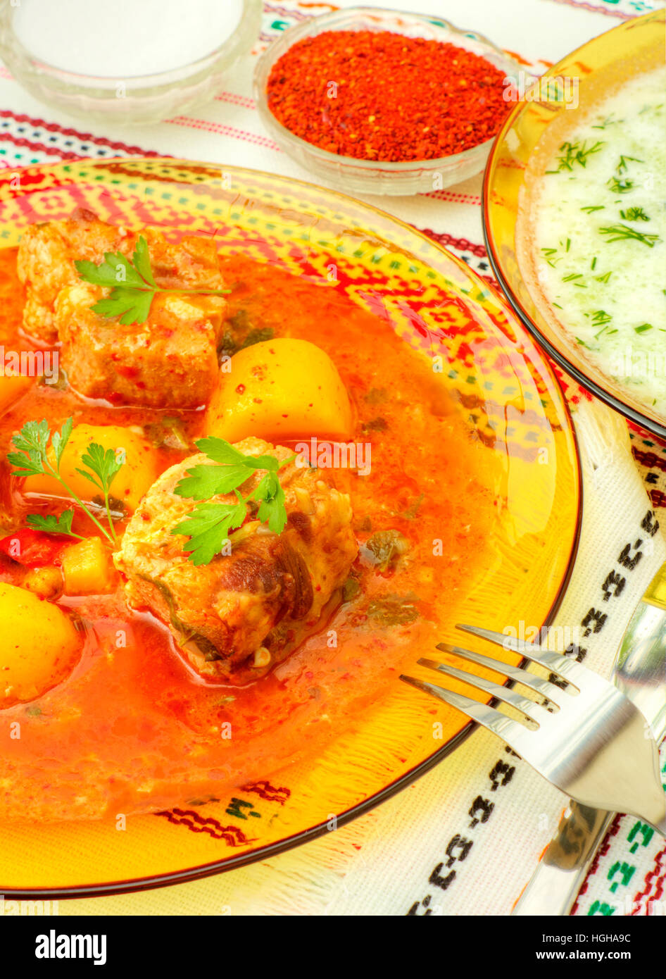 Delicious food in restaurant closeup Stock Photo - Alamy