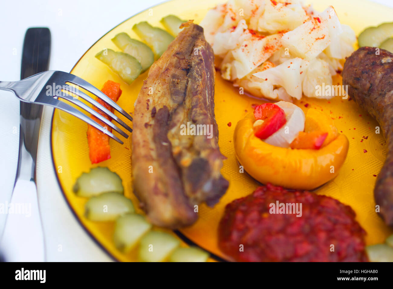 Delicious food in restaurant closeup Stock Photo - Alamy