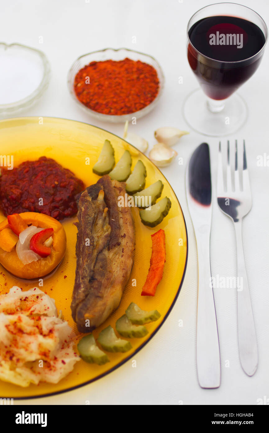 Delicious food in restaurant closeup Stock Photo - Alamy