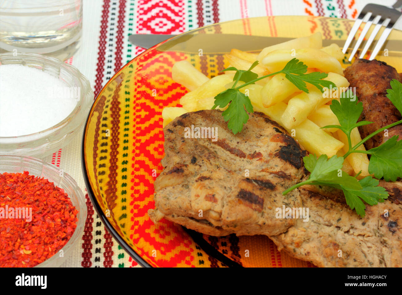 Delicious food in restaurant closeup Stock Photo - Alamy