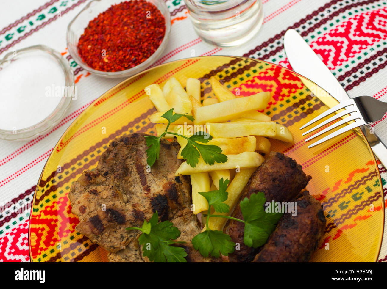 Delicious food in restaurant closeup Stock Photo - Alamy