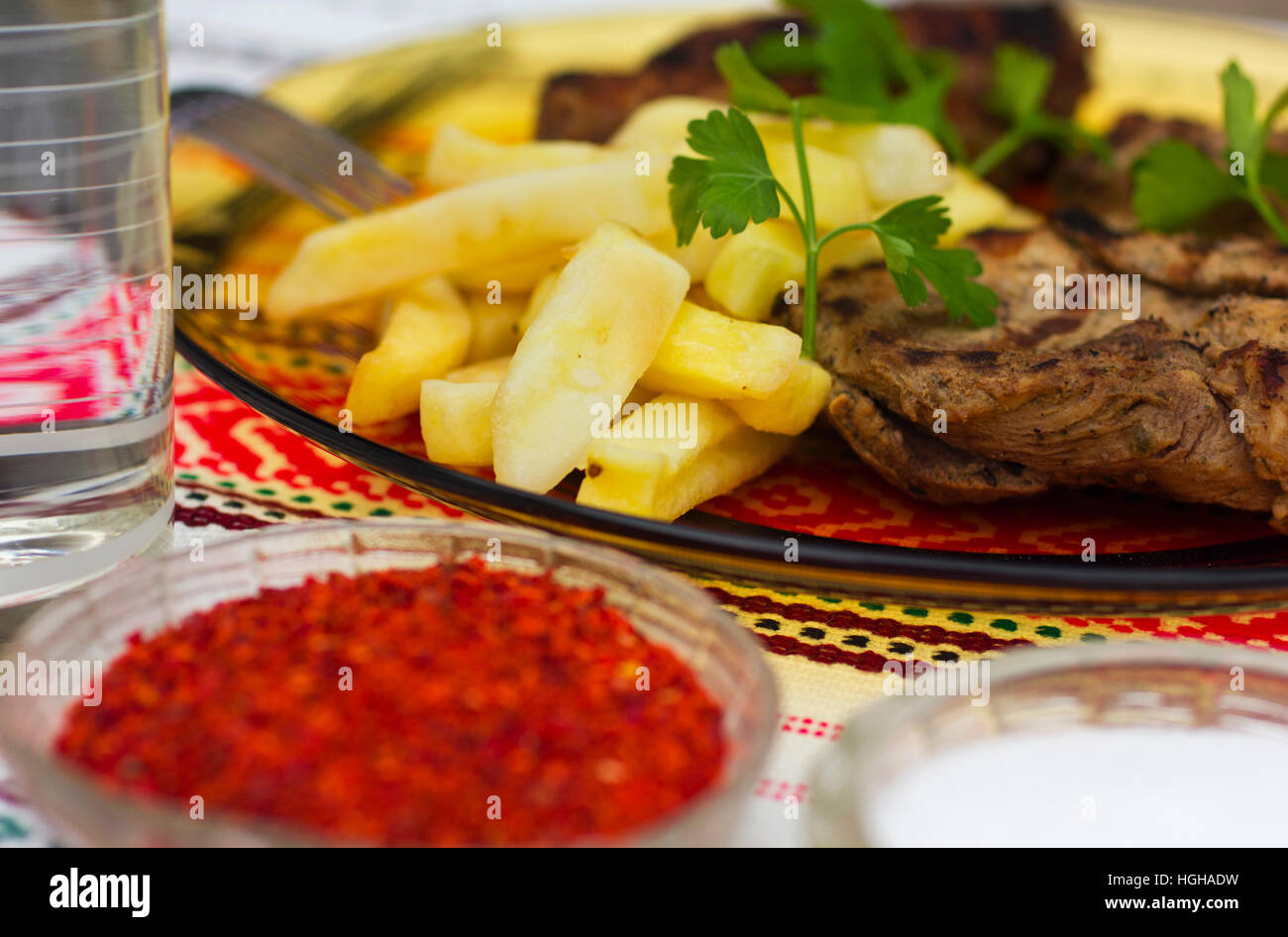 Delicious food in restaurant closeup Stock Photo - Alamy