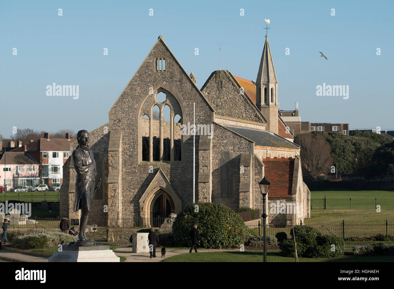 Garrison Church Nelson Statue Portsmouth Stock Photo - Alamy