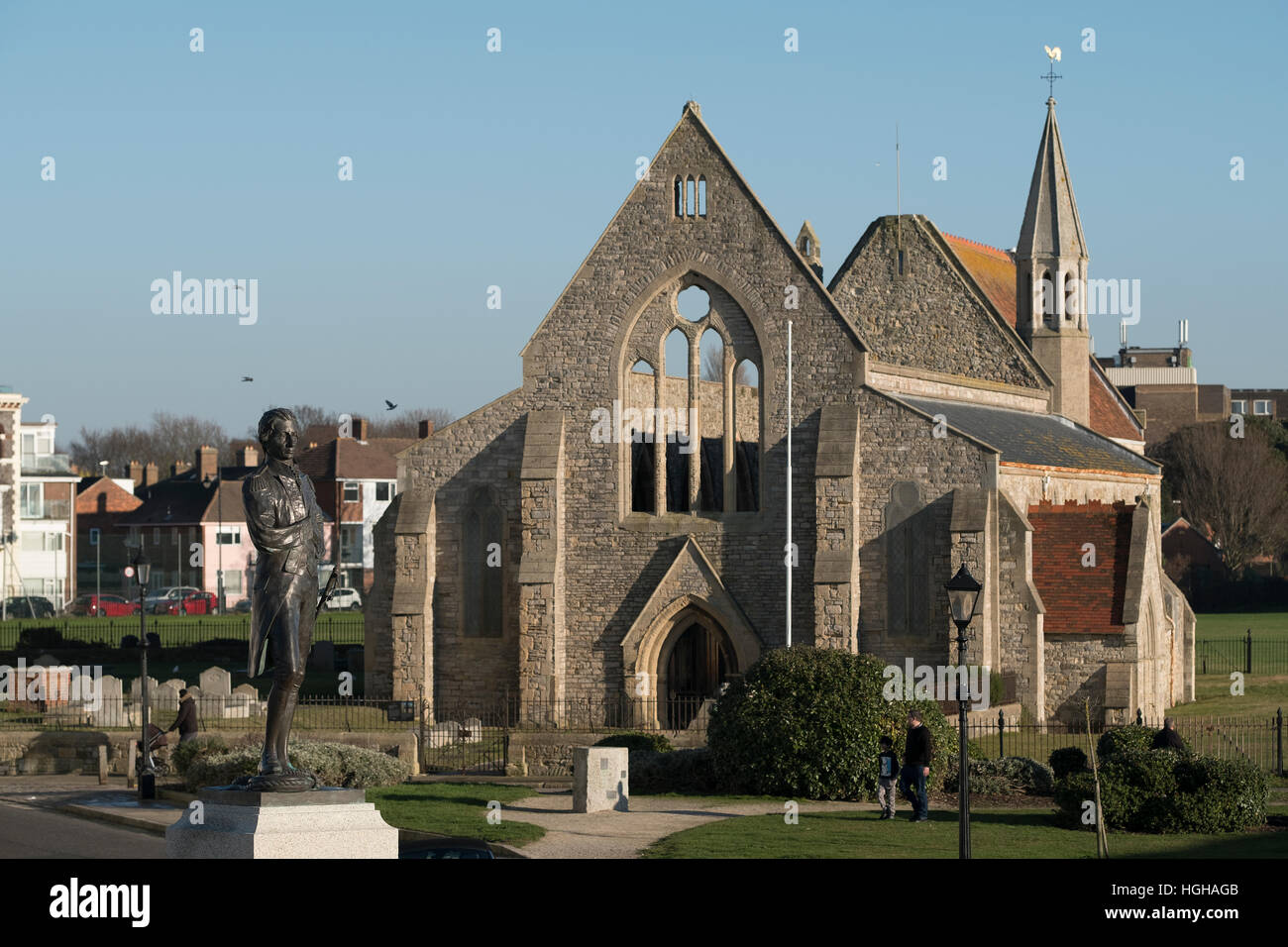 Garrison Church Nelson Statue Portsmouth Stock Photo - Alamy