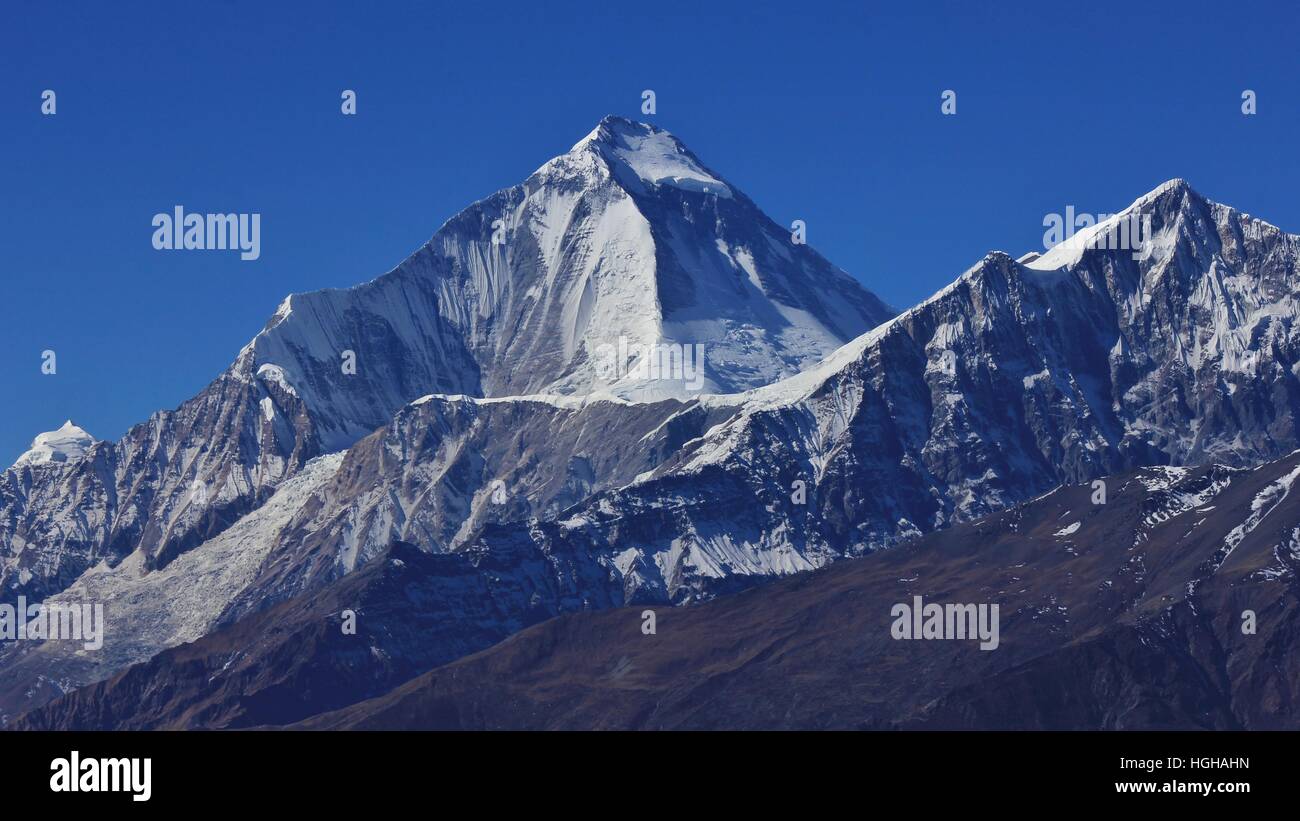 High mountains of the Himalaya Range. Dhaulagiri, seventh highest ...