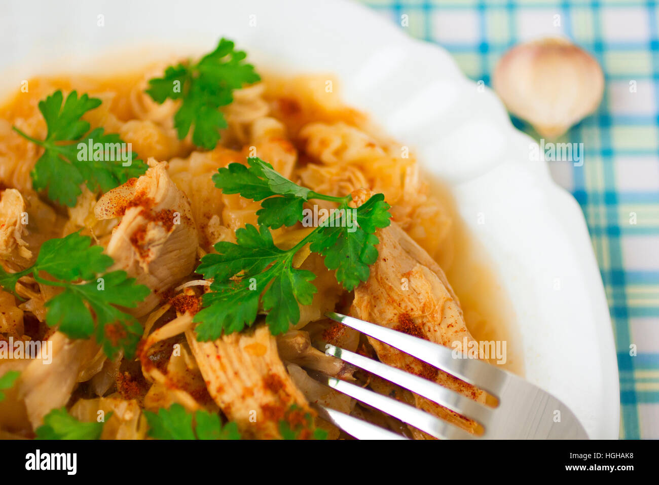 Delicious chicken with cabbage Stock Photo - Alamy