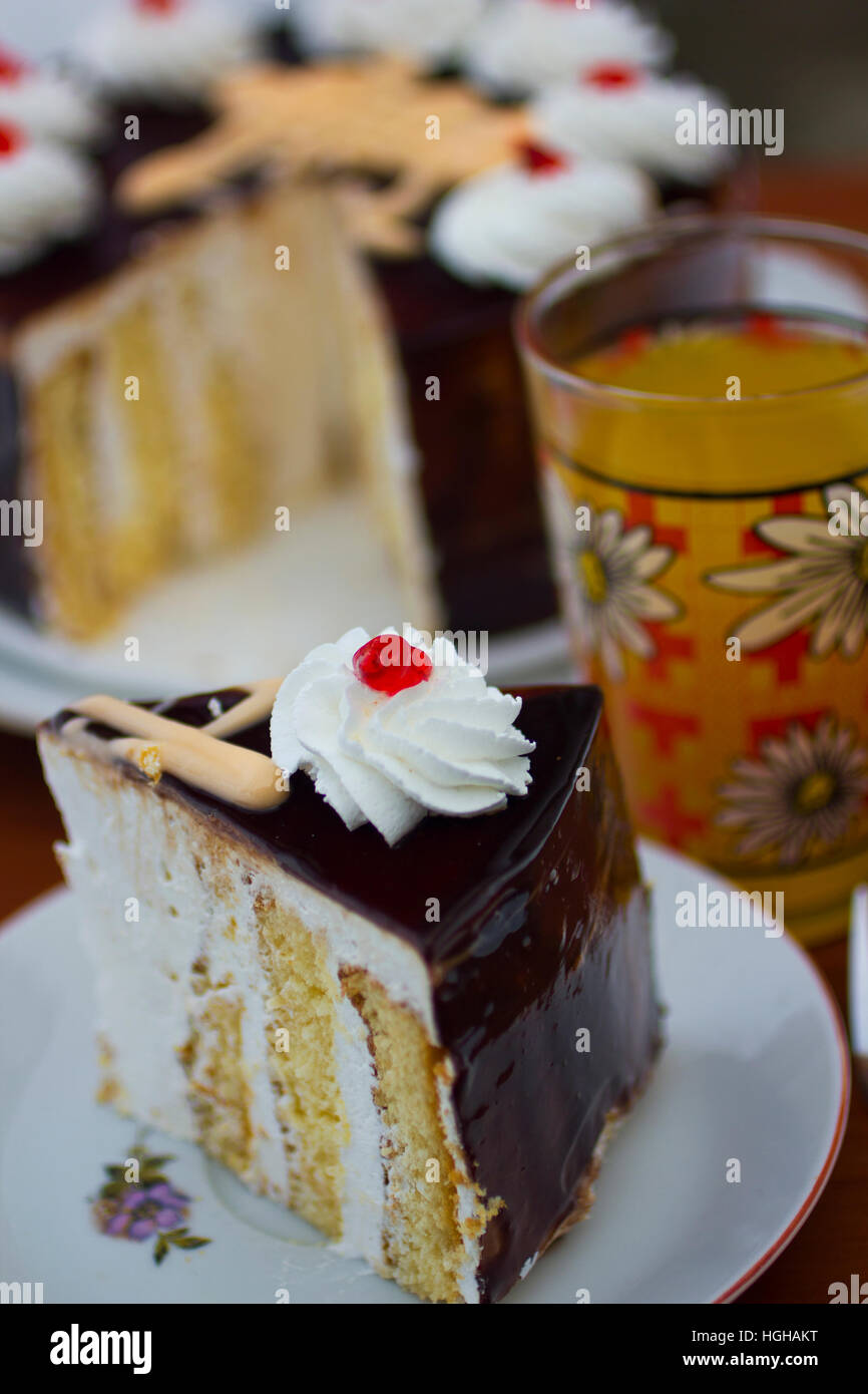Delicious cake and juice closeup Stock Photo - Alamy