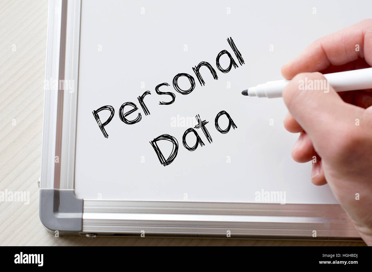 Human hand writing personal data on whiteboard Stock Photo - Alamy